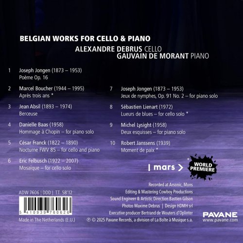 Alexandre Debrus, Gauvain de Morant - Belgian Works for Cello & Piano ...